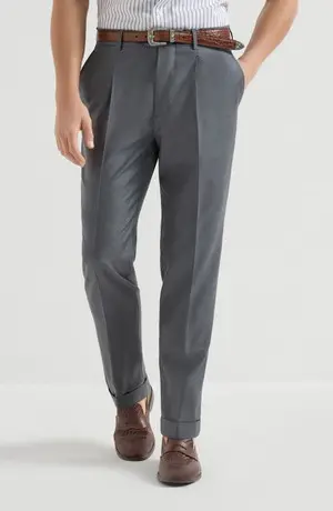 Brunello Cucinelli Super 150s Virgin Wool Batavia Trousers - Medium Grey