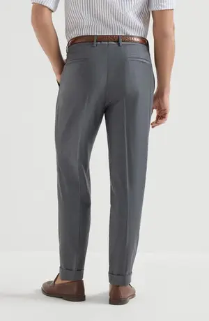 Brunello Cucinelli Super 150s Virgin Wool Batavia Trousers - Medium Grey
