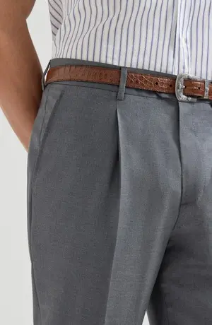 Brunello Cucinelli Super 150s Virgin Wool Batavia Trousers - Medium Grey