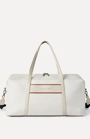 Brunello Cucinelli Canvas Bag With Logo - Silver