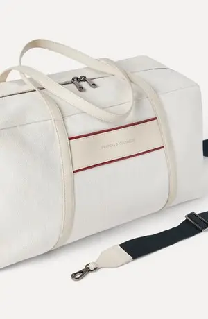 Brunello Cucinelli Canvas Bag With Logo - Silver
