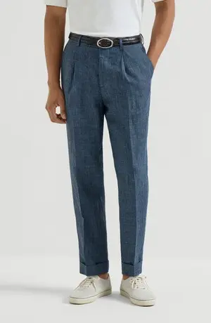 Brunello Cucinelli Houndstooth Pleated Trousers