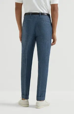 Brunello Cucinelli Houndstooth Pleated Trousers