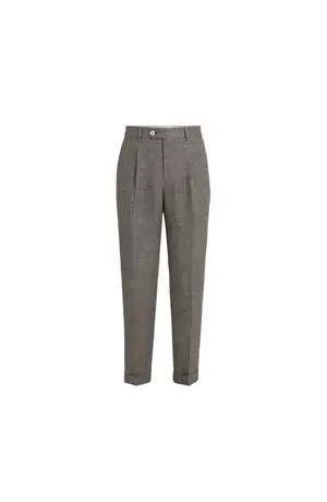 Brunello Cucinelli Houndstooth Pleated Trousers - Hazelnut