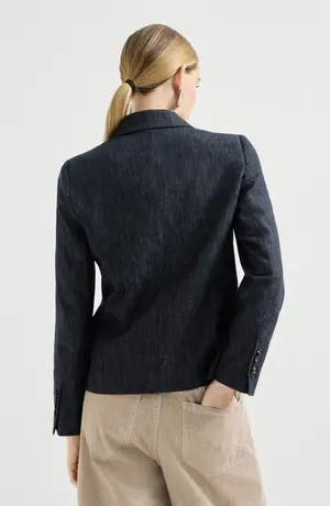 Brunello Cucinelli Denim-effect Twill Blazer - Dark Denim