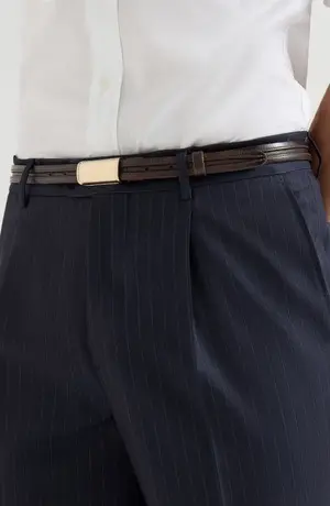 Brunello Cucinelli Leisure Fit Trousers With Pleats - Navy Blue