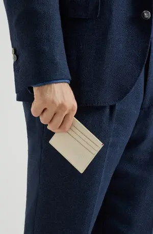 Brunello Cucinelli Calfskin Card Case - Chalk