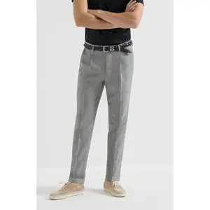 Brunello Cucinelli Prince Of Wales Virgin Wool Trousers - Grey