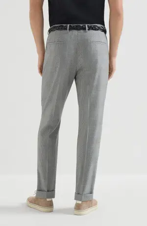 Brunello Cucinelli Prince Of Wales Virgin Wool Trousers - Grey