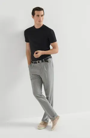 Brunello Cucinelli Prince Of Wales Virgin Wool Trousers - Grey