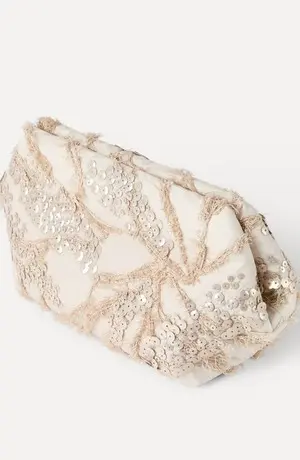 Brunello Cucinelli Pouch Bag With Seabed Embroidery - Beige