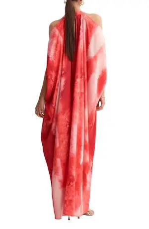 Mango Printed Cold Shoulder Maxi Dress