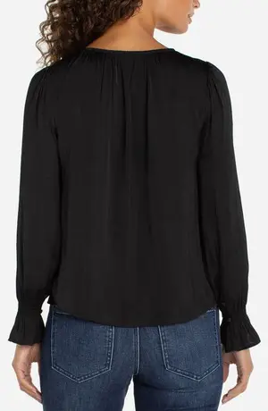 LIVERPOOL Smocked Cuff Button-up Shirt
