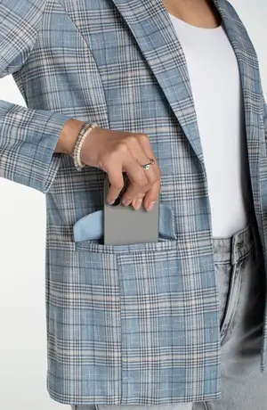 LIVERPOOL Plaid Open Front Boyfriend Blazer