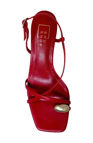 SHU SHOP Harper Slingback Kitten Heel Sandal - Red