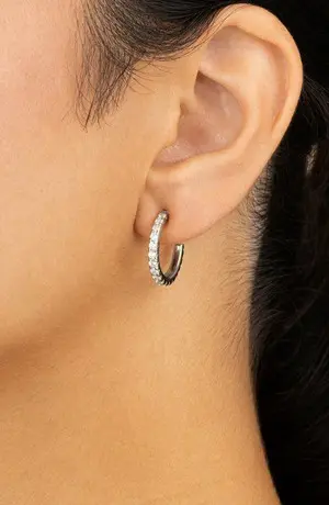 Sterling Forever Cubic Zirconia Hoop Earrings