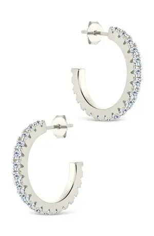 Sterling Forever Cubic Zirconia Hoop Earrings
