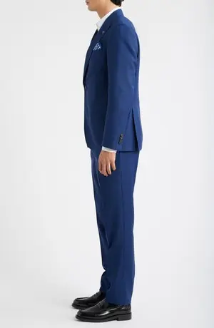 JACK VICTOR Engel Medium Peak Lapel Wool Suit - Blue