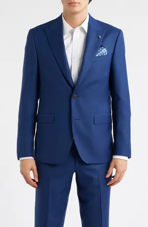 JACK VICTOR Engel Medium Peak Lapel Wool Suit - Blue