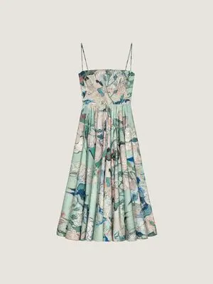 Givenchy Sliced Long Dress In Roses Print Poplin