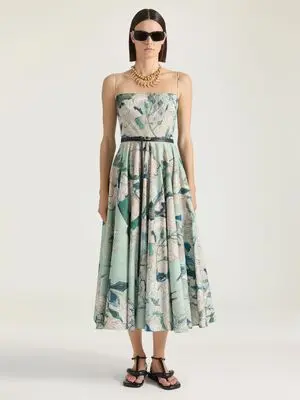 Givenchy Sliced Long Dress In Roses Print Poplin