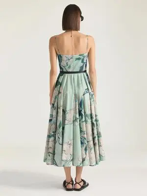 Givenchy Sliced Long Dress In Roses Print Poplin