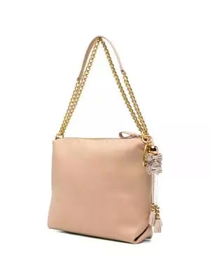LA CARRIE Studs-embellished Shoulder Bag - Neutrals