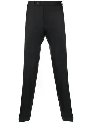 Canali Straight-leg Wool Tailored Trousers - Black
