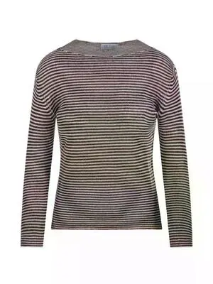 BEYOU Striped Sweater - Brown