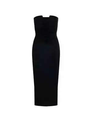AMAZUIN Ruched Strapless Midi Dress