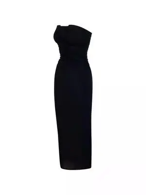AMAZUIN Ruched Strapless Midi Dress