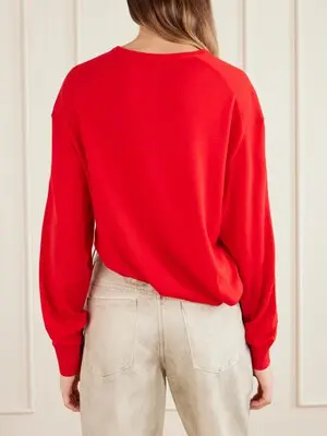 Loewe Asymmetric Draped Embroidered Wool-blend Sweater - Red
