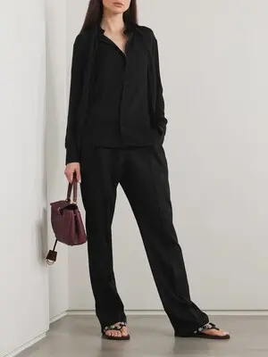Balenciaga Pleated Stretch-wool Straight-leg Pants - Black