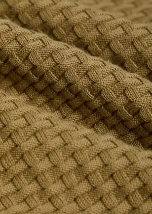 BOSS Textured Half-zip Cotton Jumper - Khaki