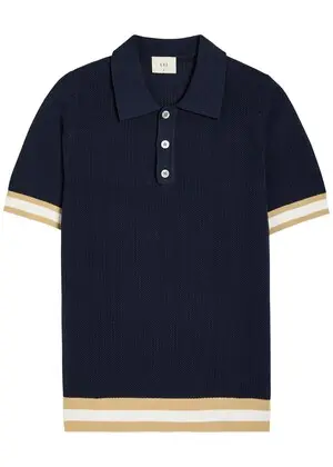CHE Quinn Open-knit Polo Shirt - Navy