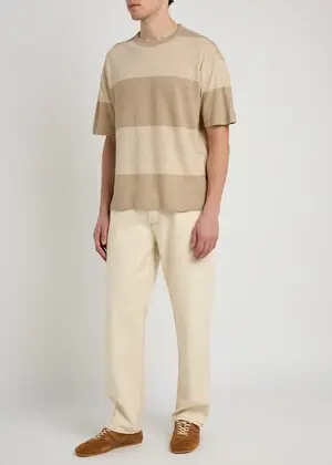 You Must Create Triplet Striped Cotton-knit T-shirt - Beige