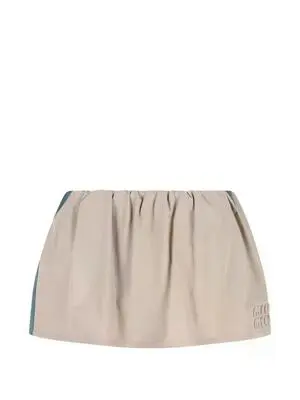 Miu Miu Washed Twill Mini Skirt With Racing Stripes