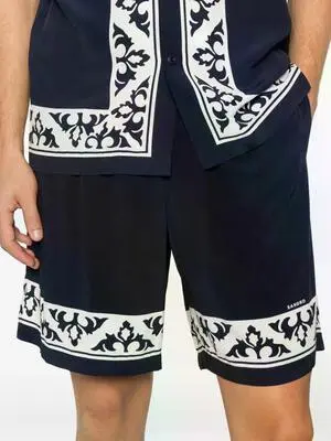 Sandro Contrast Pattern Flowy Shorts - Blue