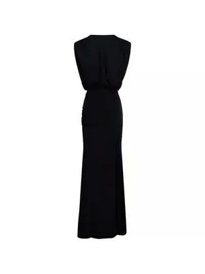 AMAZUIN Draped Maxi Dress - Black