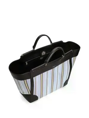 Dolce & Gabbana Sicily Striped Jacquard Handbag - Blue