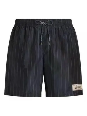 Dolce & Gabbana Striped Drawstring Swim Shorts - Black