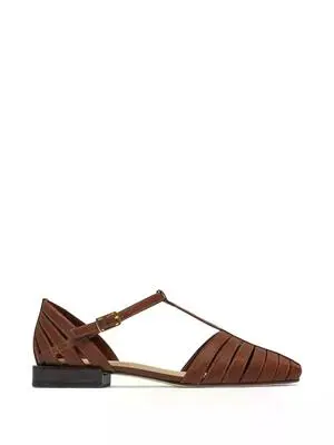 Bernardo Brighton T-strap Flat Pumps - Brown
