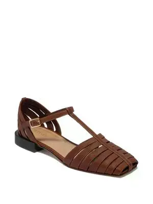 Bernardo Brighton T-strap Flat Pumps - Brown