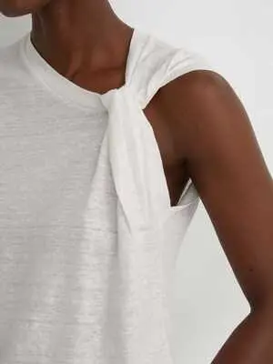 REISS Linen Twist-detail T-shirt - White
