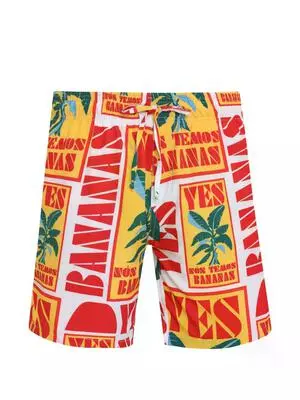 AMIR SLAMA Graphic-print Drawstring Swim Shorts - Yellow