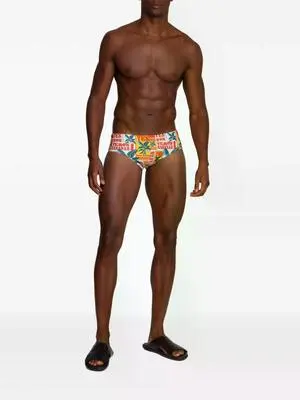 AMIR SLAMA Leaf-print Swimming Trunks
