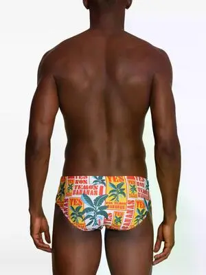 AMIR SLAMA Leaf-print Swimming Trunks