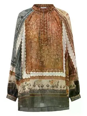 INTO THE EAST Patchwork-motif Top