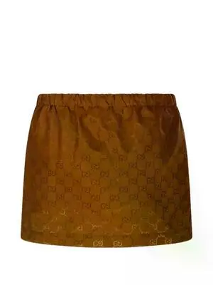 Gucci Monogram Elasticated Mini Skirt - Brown