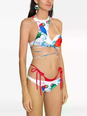 AMIR SLAMA Floral-print Cut-out Bikini Set